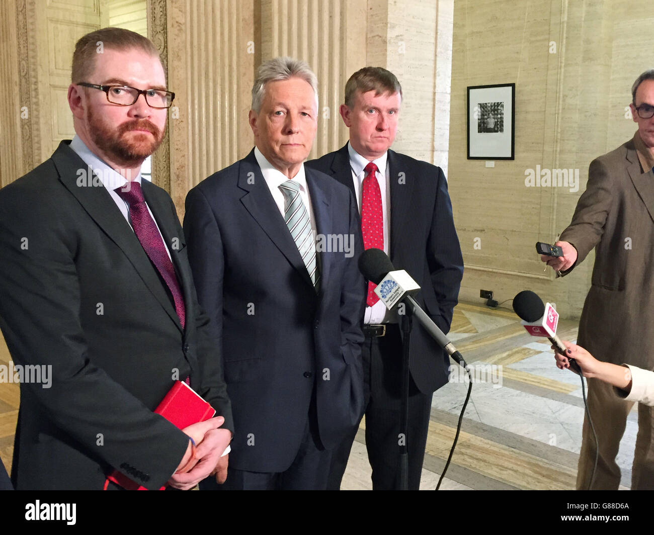 (Left to right) Simon Hamilton, Peter Robinson and Mervyn Storey from ...