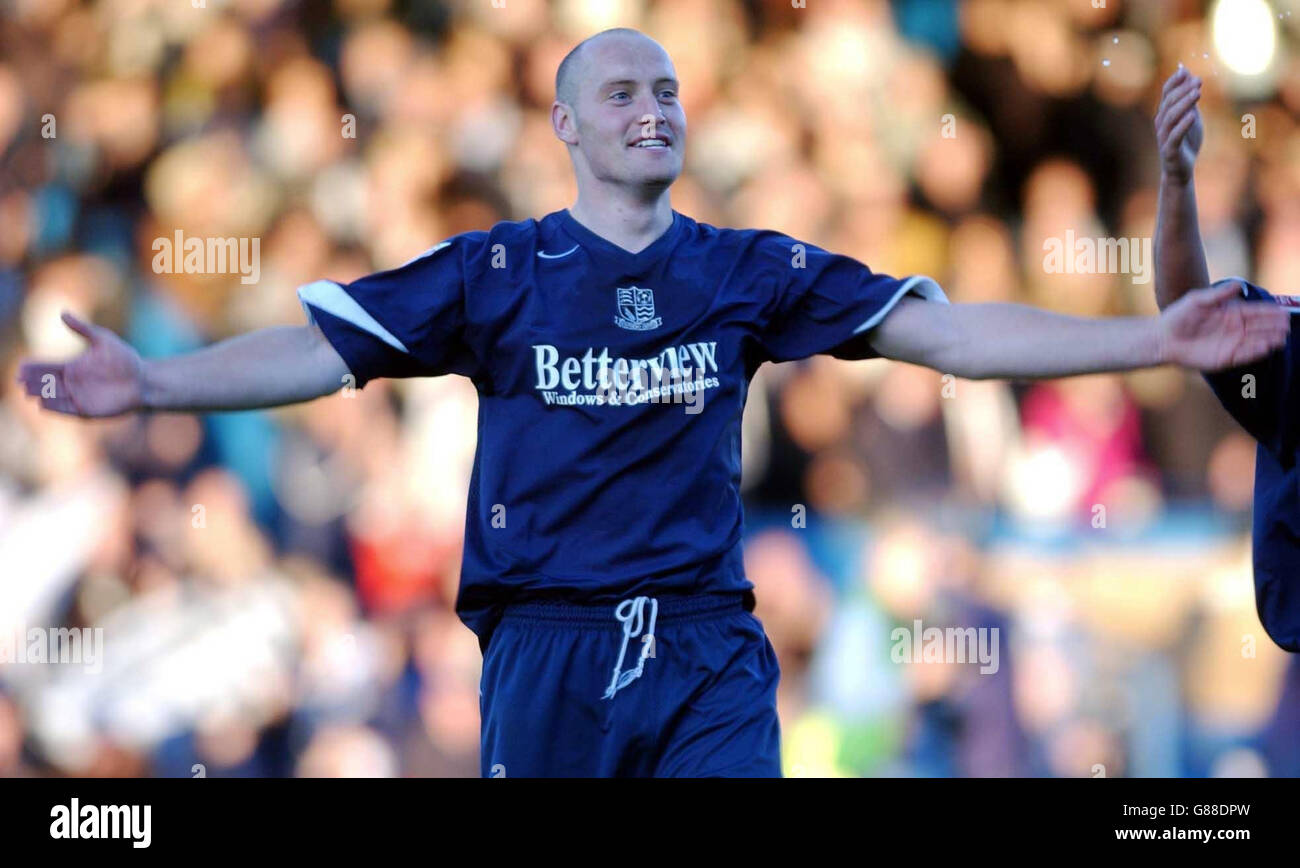 Southend's Adam Barrett celebrates at the final whisle after defeating ...