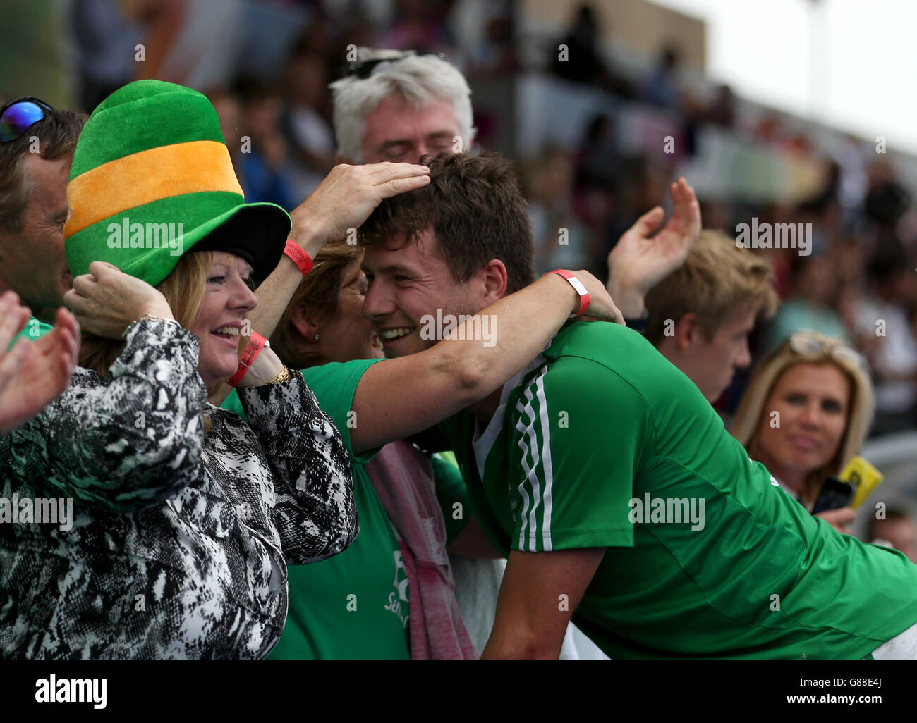 Ireland's Kyle Good celebrates with fans after Ireland win the Bronze ...