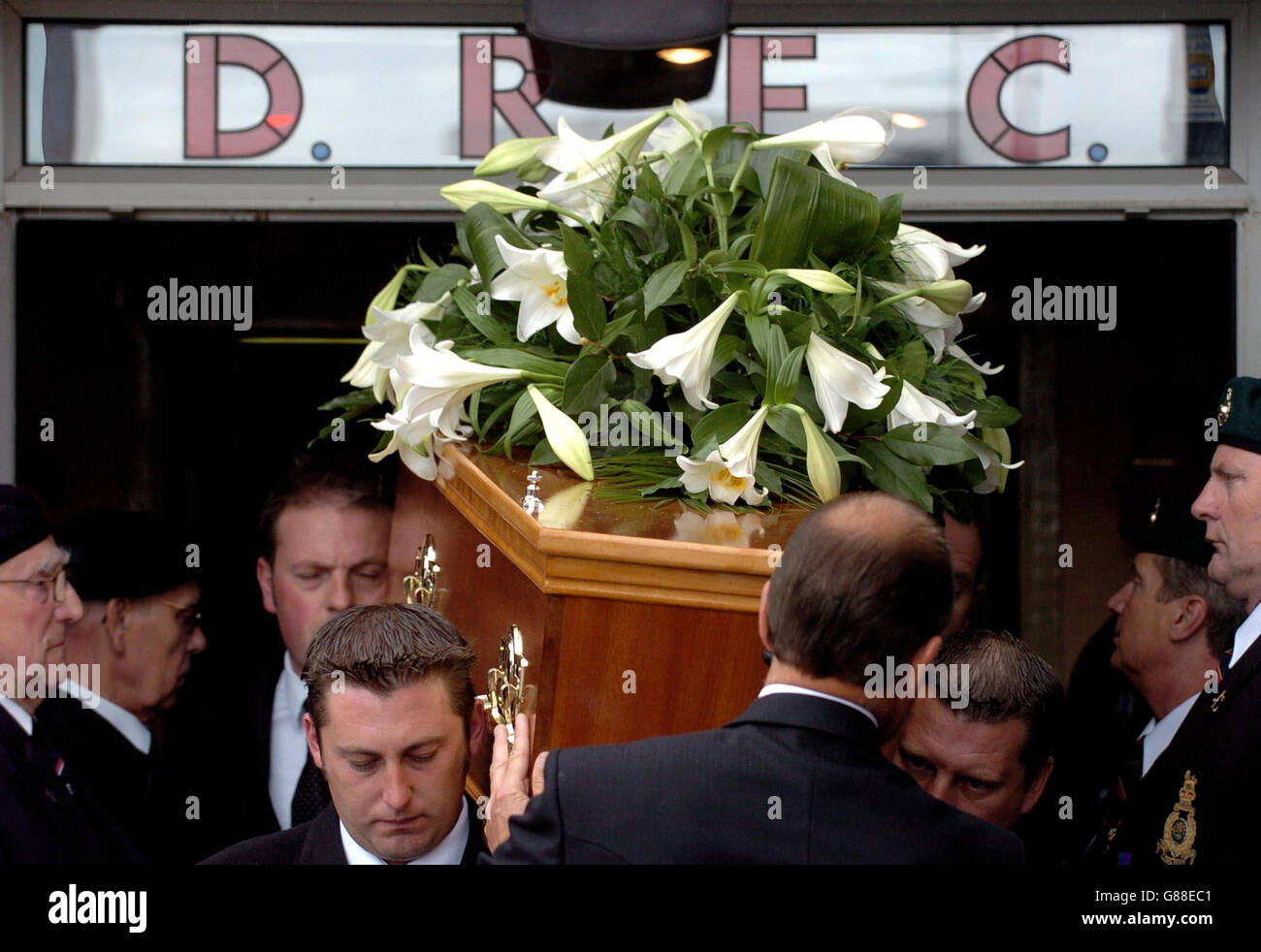 The coffin of Ron Todd is carried from Dagenham and Redbridge's ...