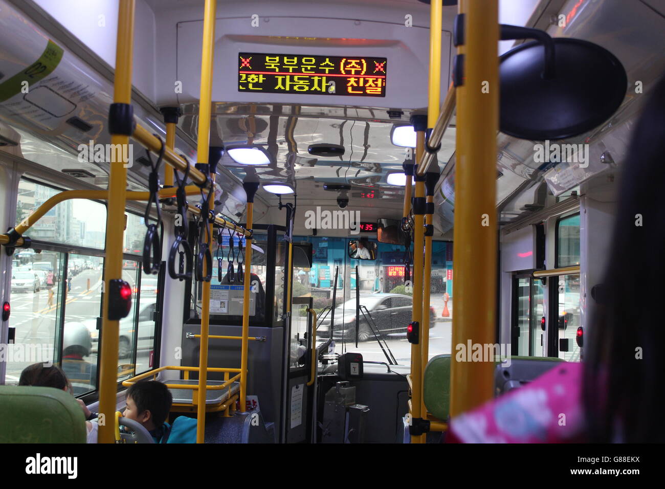 Interior of a public bus in Korea Stock Photo - Alamy