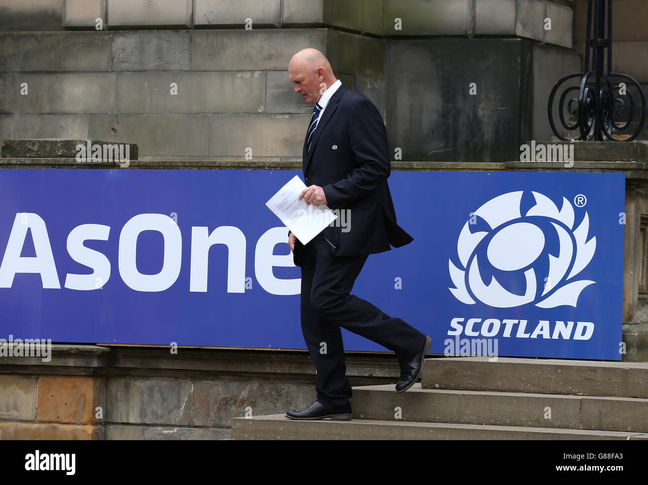 Scotland rugby coach Vern Cotter arrives to announce the Scotland rugby ...