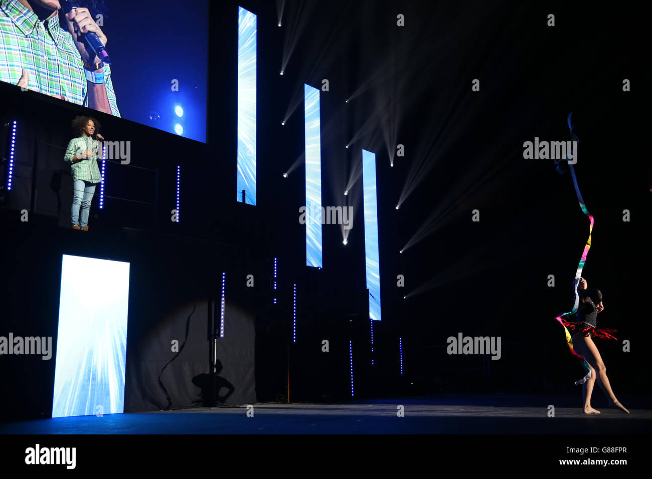 Reece Barker (left) and Mimi-Isabella Cesa (right) perform during the ...