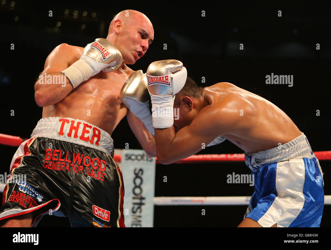 Stuart Hall (left) and Arnoldo Solano during their Bantamweight bout at ...