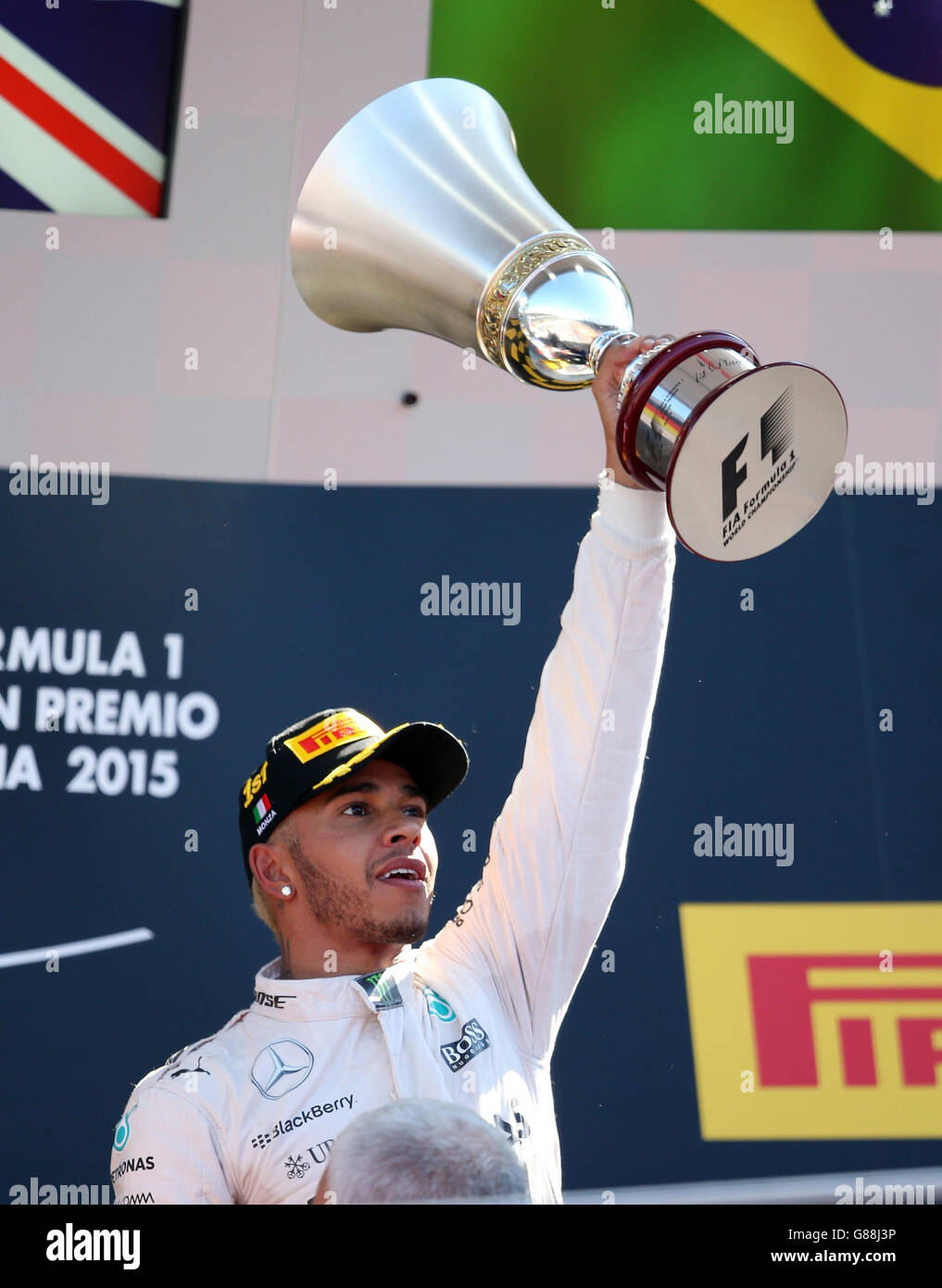 Mercedes' Lewis Hamilton celebrates his victory in the 2015 Italian ...