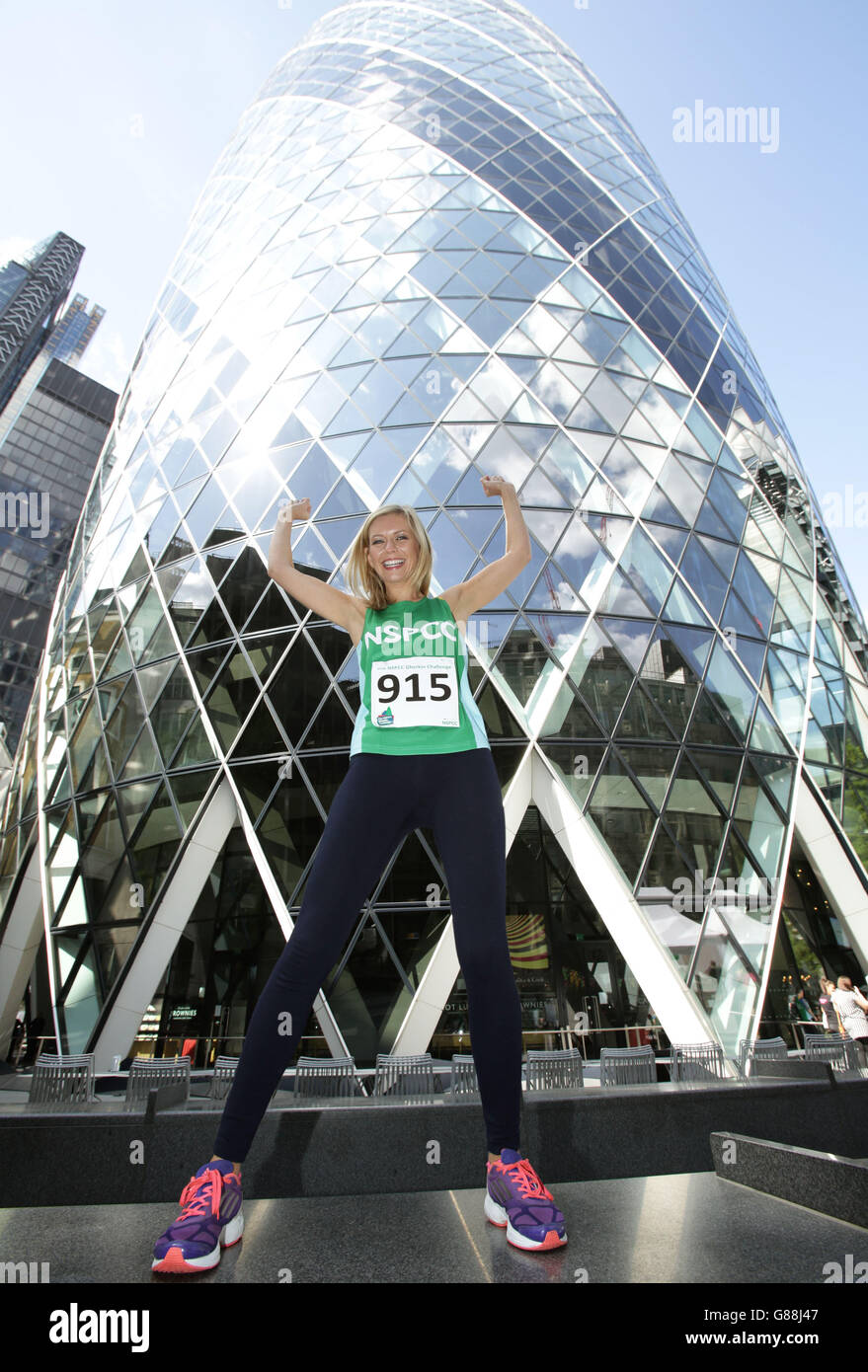 Rachel Riley in front of the Gherkin building in the City of London ...