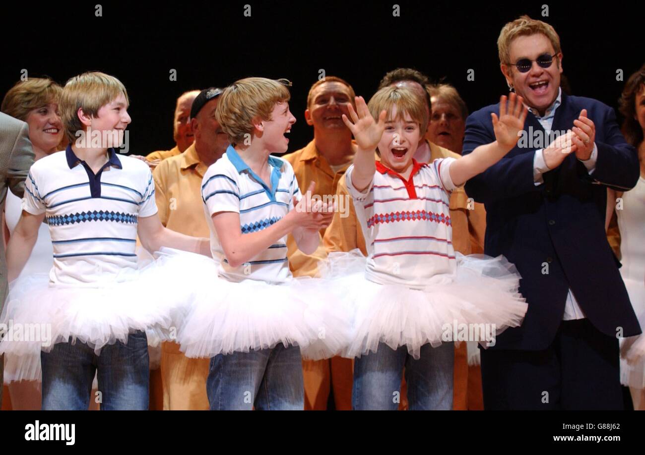 Billy Elliot actors (L-R) James Lomas, George McGuire and Liam Mower ...