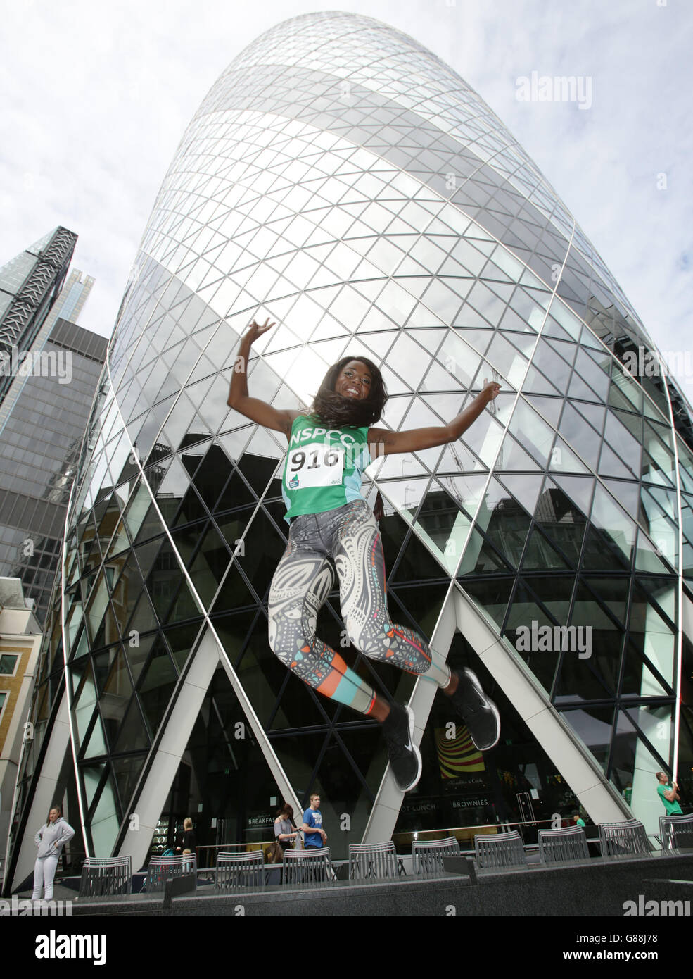 AJ Odudu in front of the Gherkin building in the City of London before ...