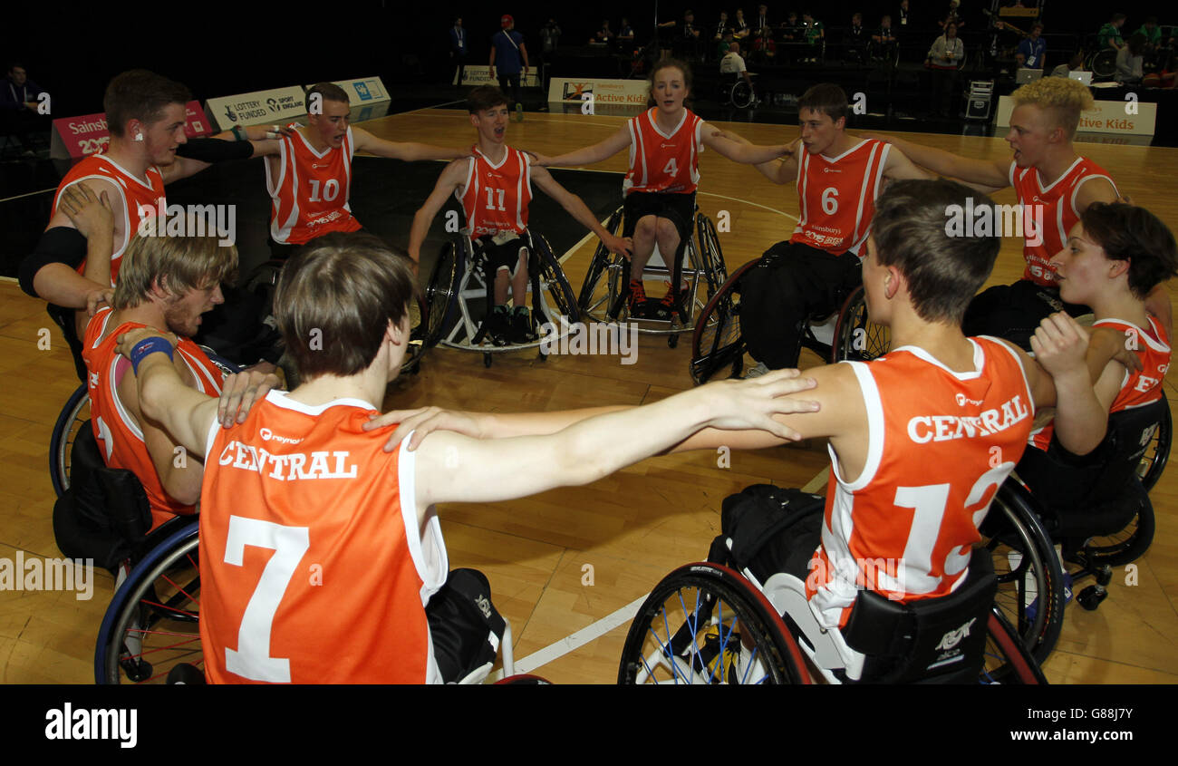 England Central celebrate after winning the wheelchair basketball final ...