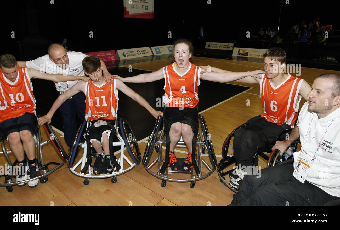 England Central celebrate after winning the wheelchair basketball final ...