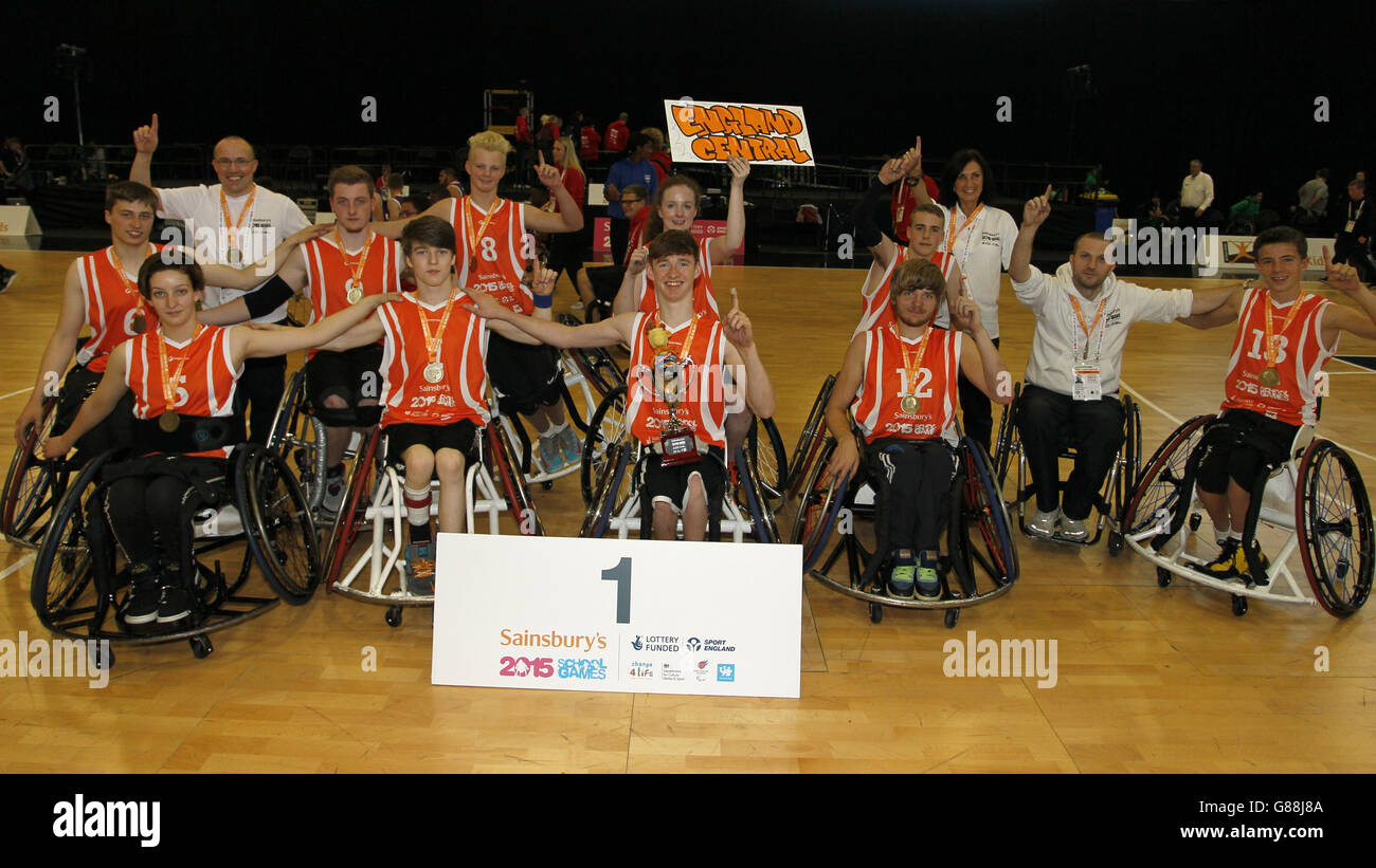 England Central celebrate after winning the wheelchair basketball final ...