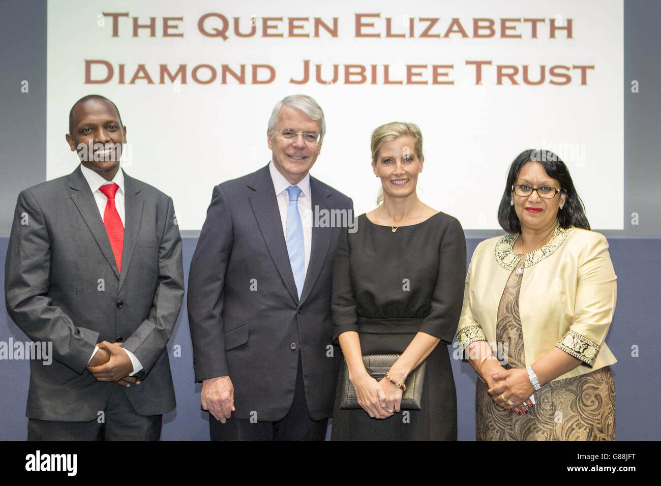 (left to right) Kenyan Ophthalmologist Dr Hillary Rono, former British Prime Minister Sir John ...
