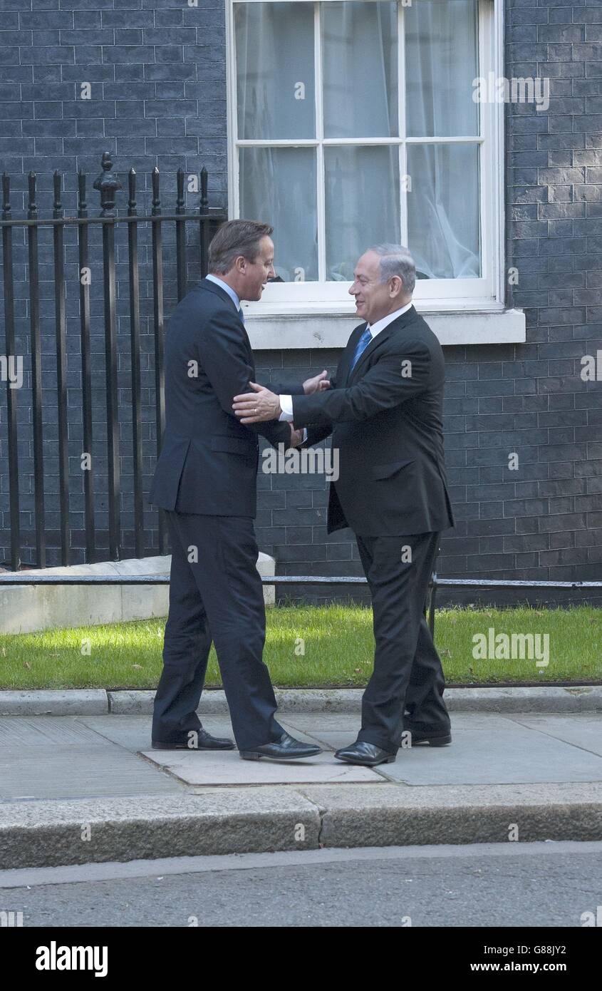 Prime Minister David Cameron (left) greets Israeli Prime Minister ...