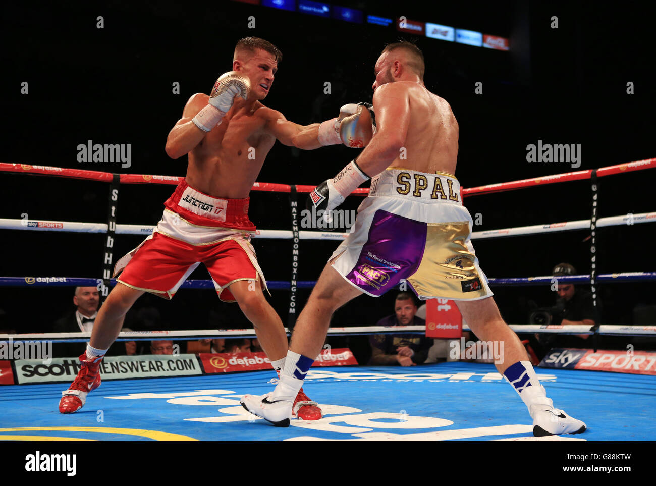 Tommy Martin (left) and Michael Devine during their WBA Continental ...