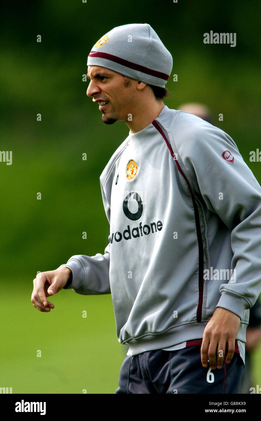 Manchester United's Rio Ferdinand during the training session Stock ...