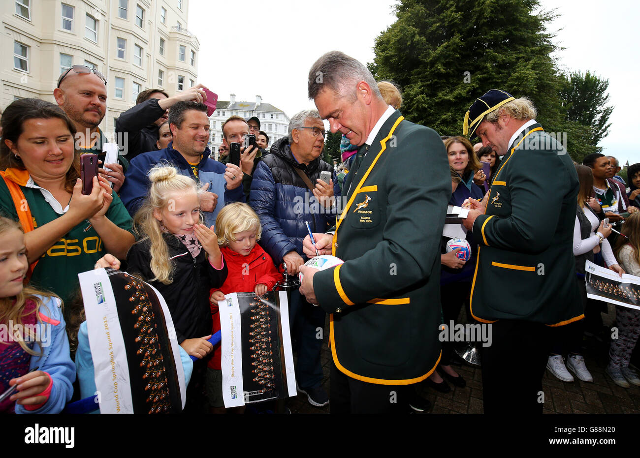 South Africa Coach Heyneke Meyer signs autographs for fans following ...