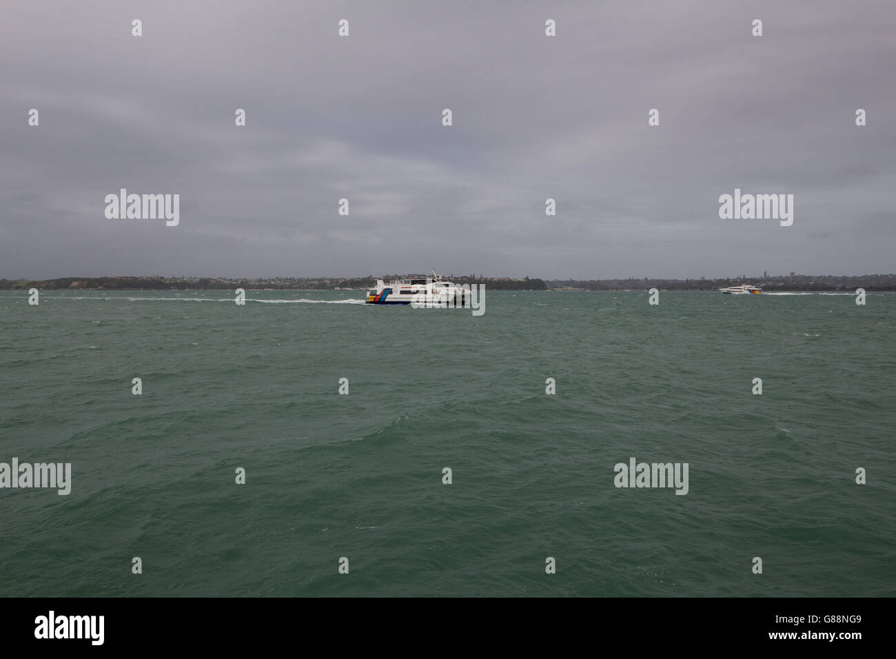 Fullers Auckland ferries Starflyte and Jet Raider near Devonport Ferry ...