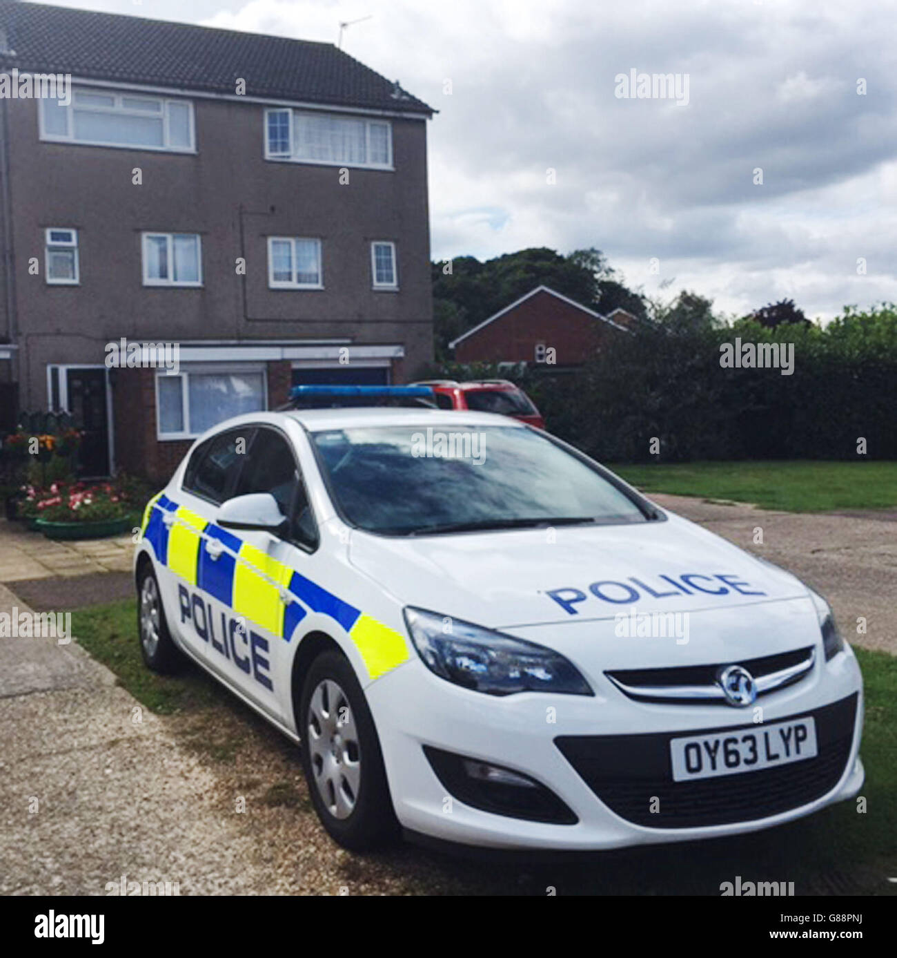 A police car outside the property of Marcin Porczynski in Claymore ...