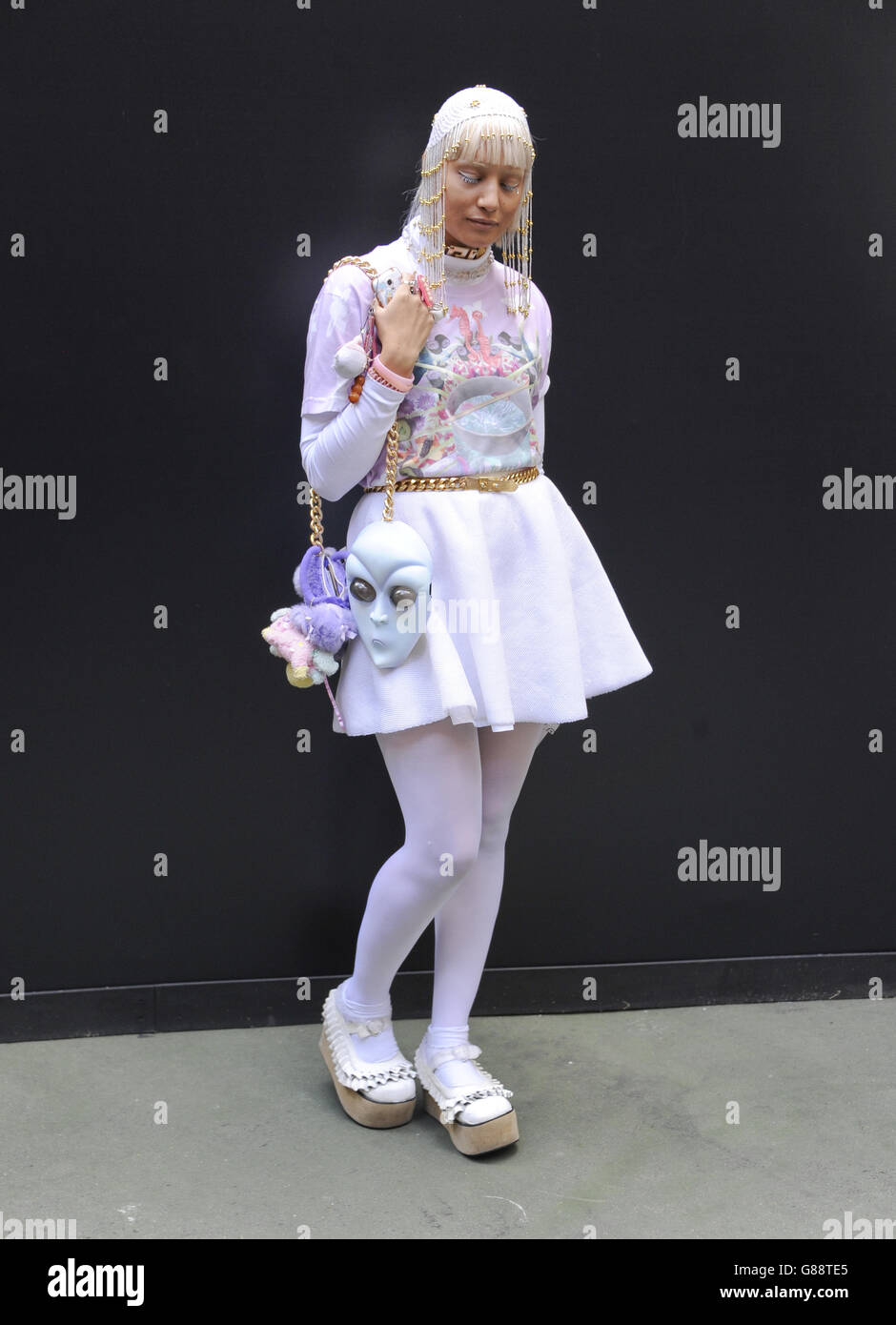 Fashionistas at the BFC show space, Brewer Street Car Park, during ...
