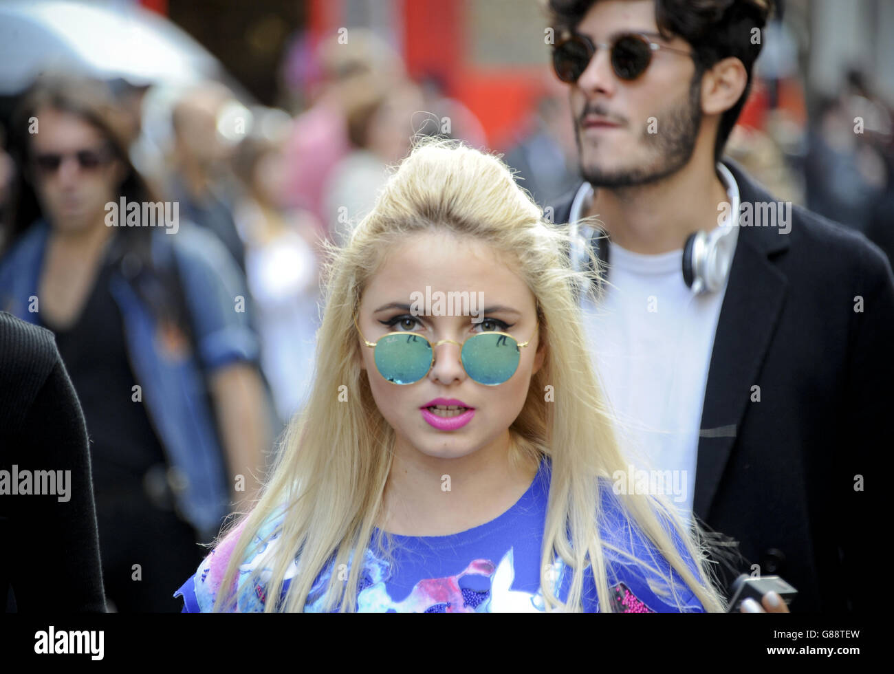 Fashionistas at the BFC show space, Brewer Street Car Park, during ...