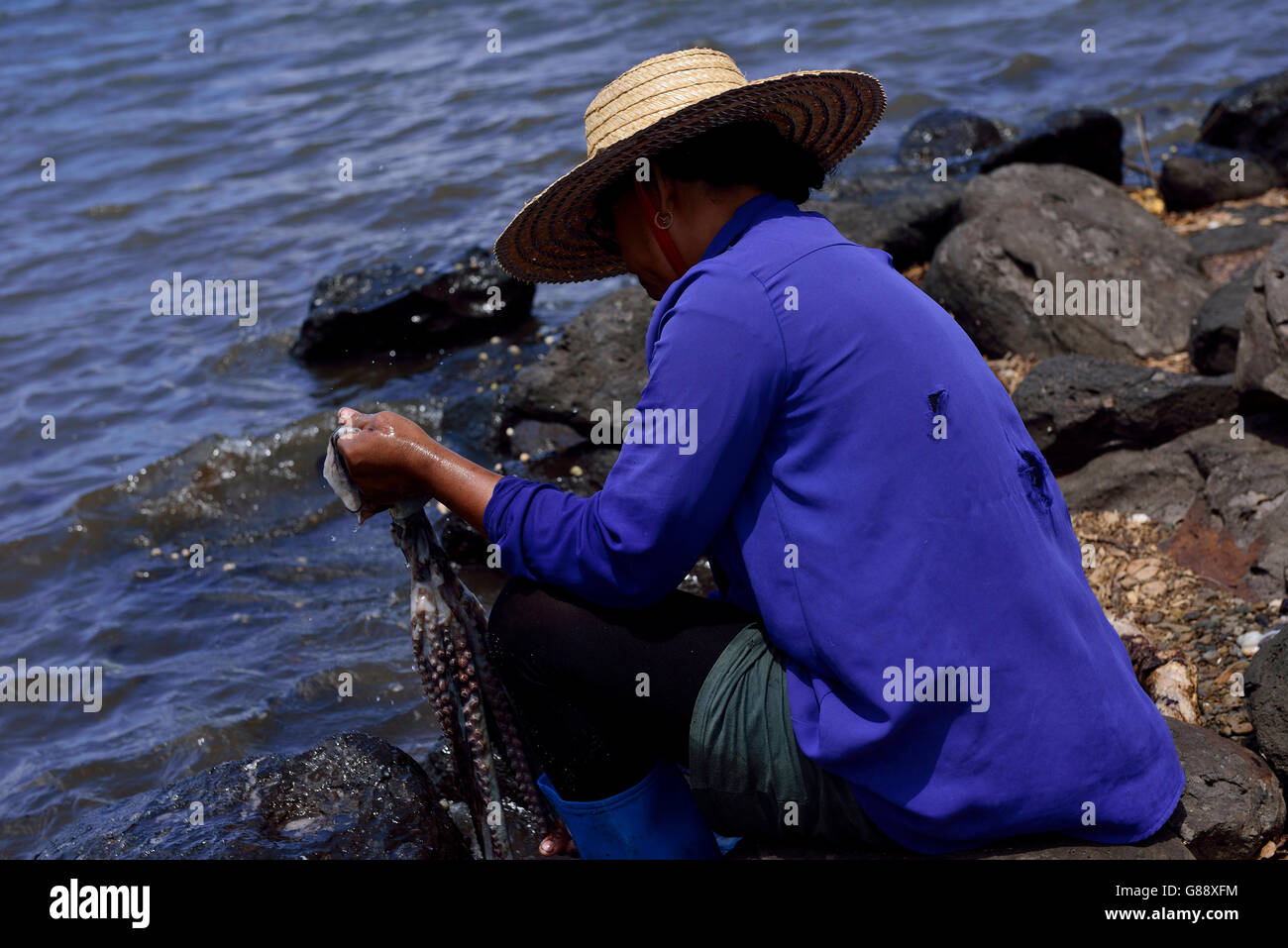 octopus fisherwoman, Anse Baleine, Rodrigues Stock Photo - Alamy
