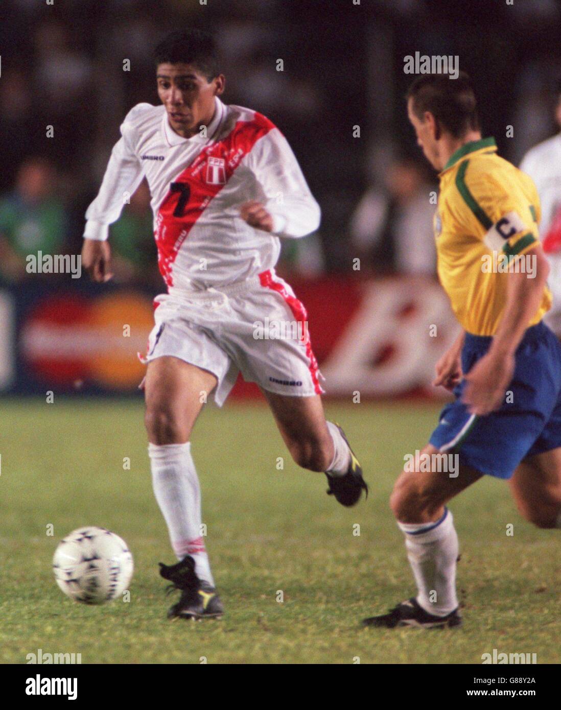 International Soccer. Copa America. Brazil v Peru. German Munoz, Peru ...