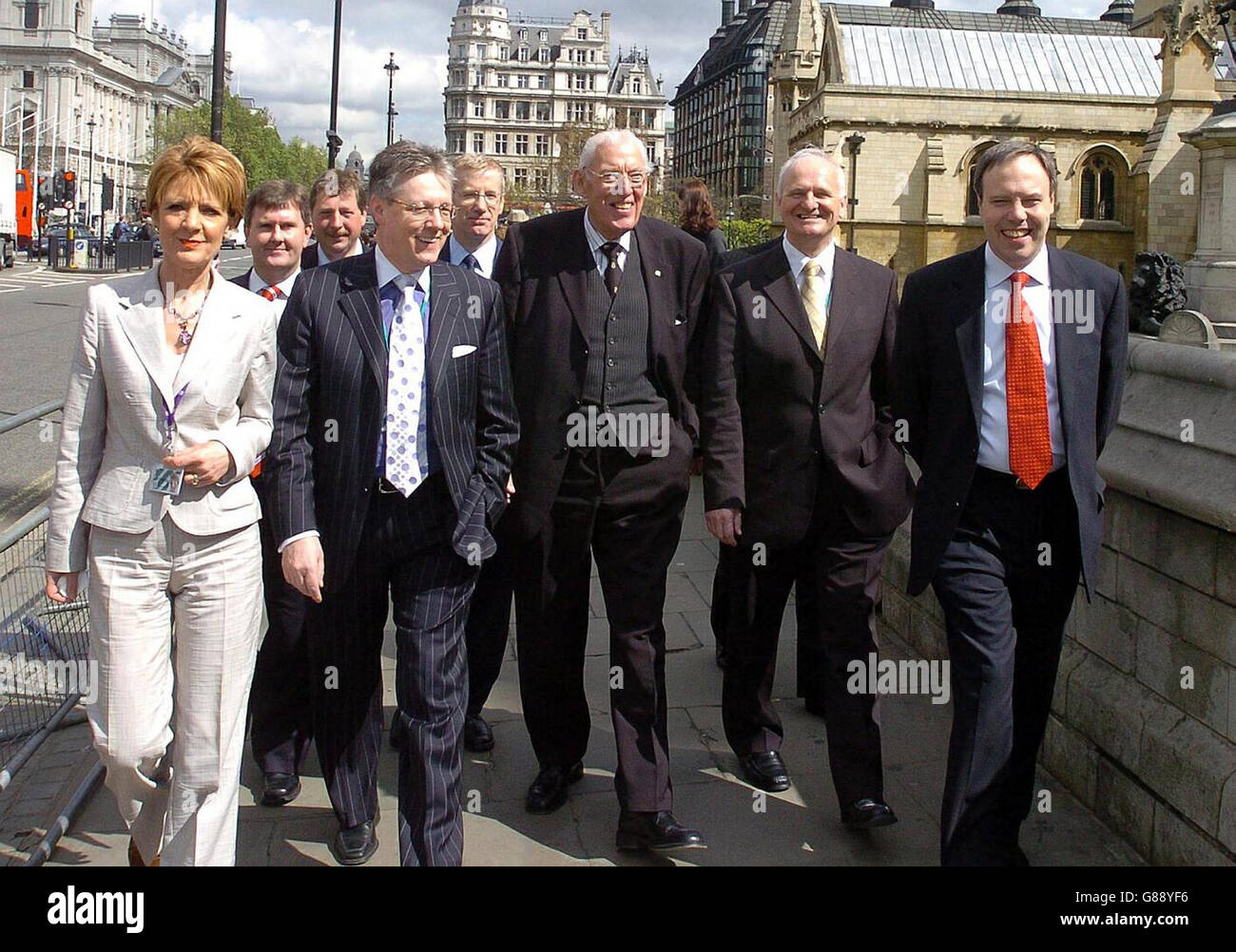 The Rev Ian Paisley arrives with colleagues at the House of Commons ...