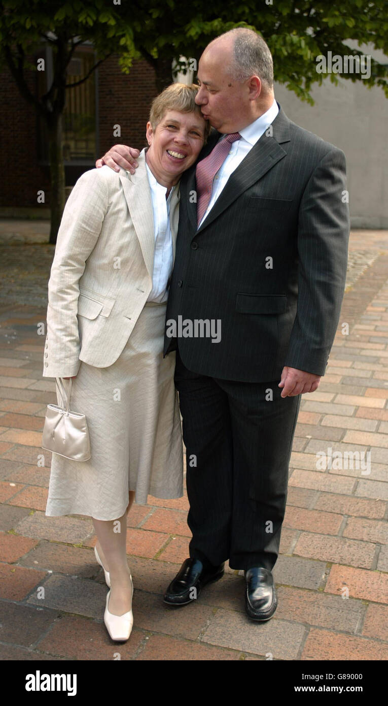 Royal Navy commander Tom Herman with his wife Amanda outside court ...