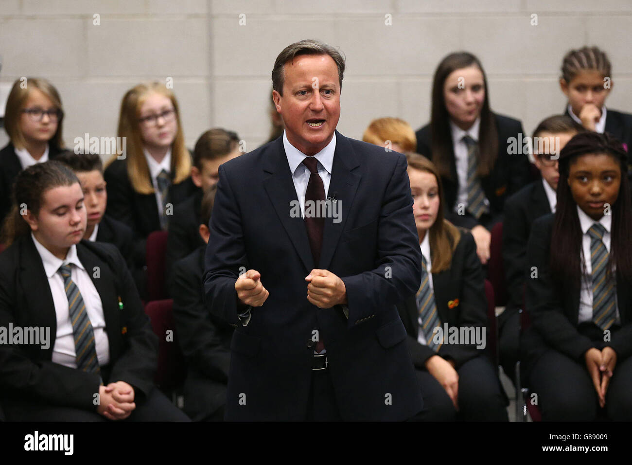 Cameron visit to Corby Technical School Stock Photo - Alamy