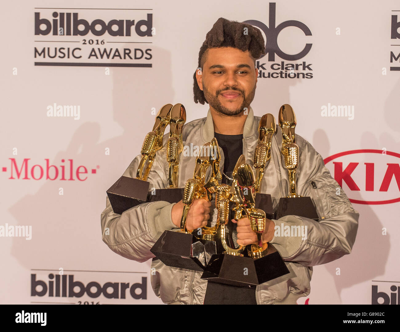 Recording artist The Weeknd poses in the press room at the 2016 ...