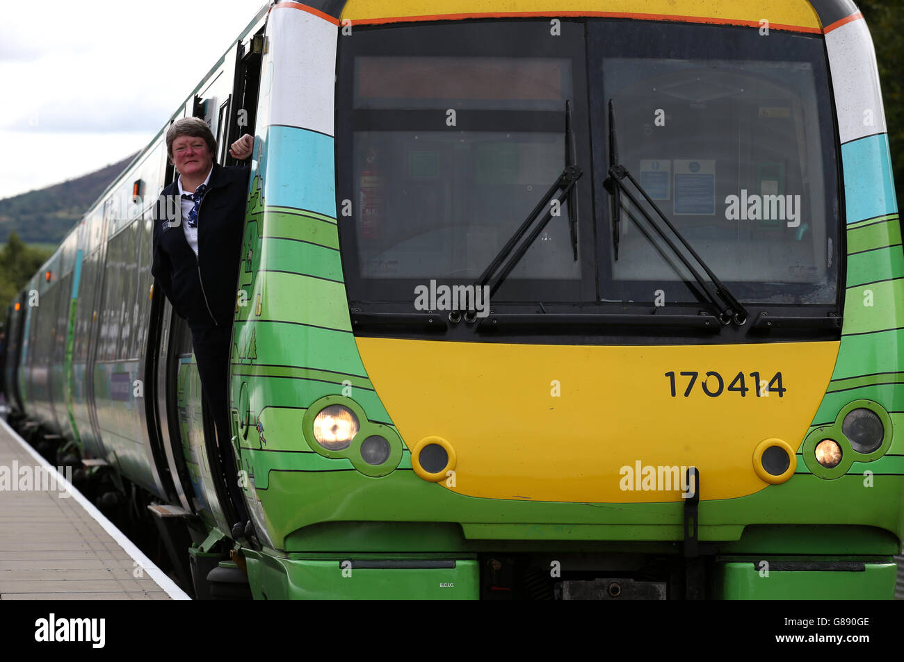 Train driver Yvonne Reid in the cab of the Borders Railway train at ...