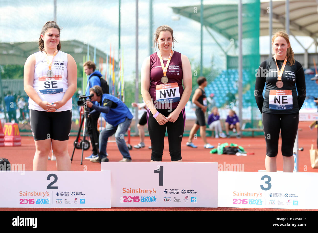 (l-r) England South East's Madeline Smith, England North West's Katie ...