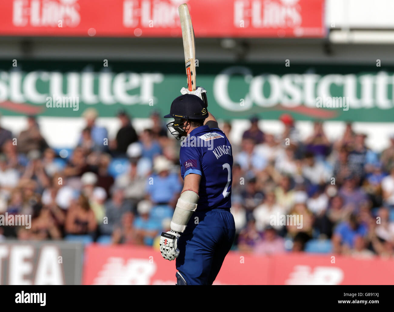 Gloucestershire's Michael Klinger celebrates after making a century ...
