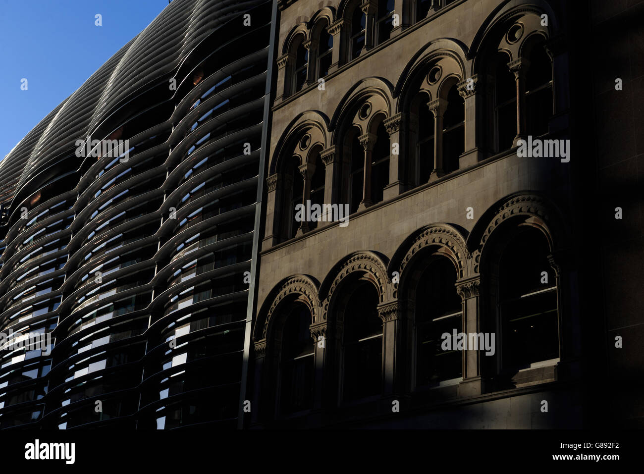 Contrasting architecture opposite cannon street station hi-res stock ...