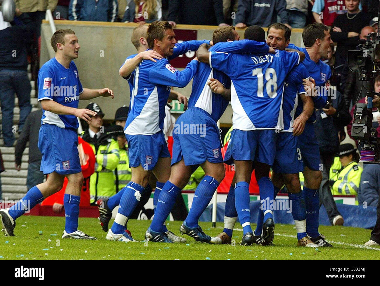 Ipswich Town's Shefqi Kuqi (second right) celebrates with team-mates ...