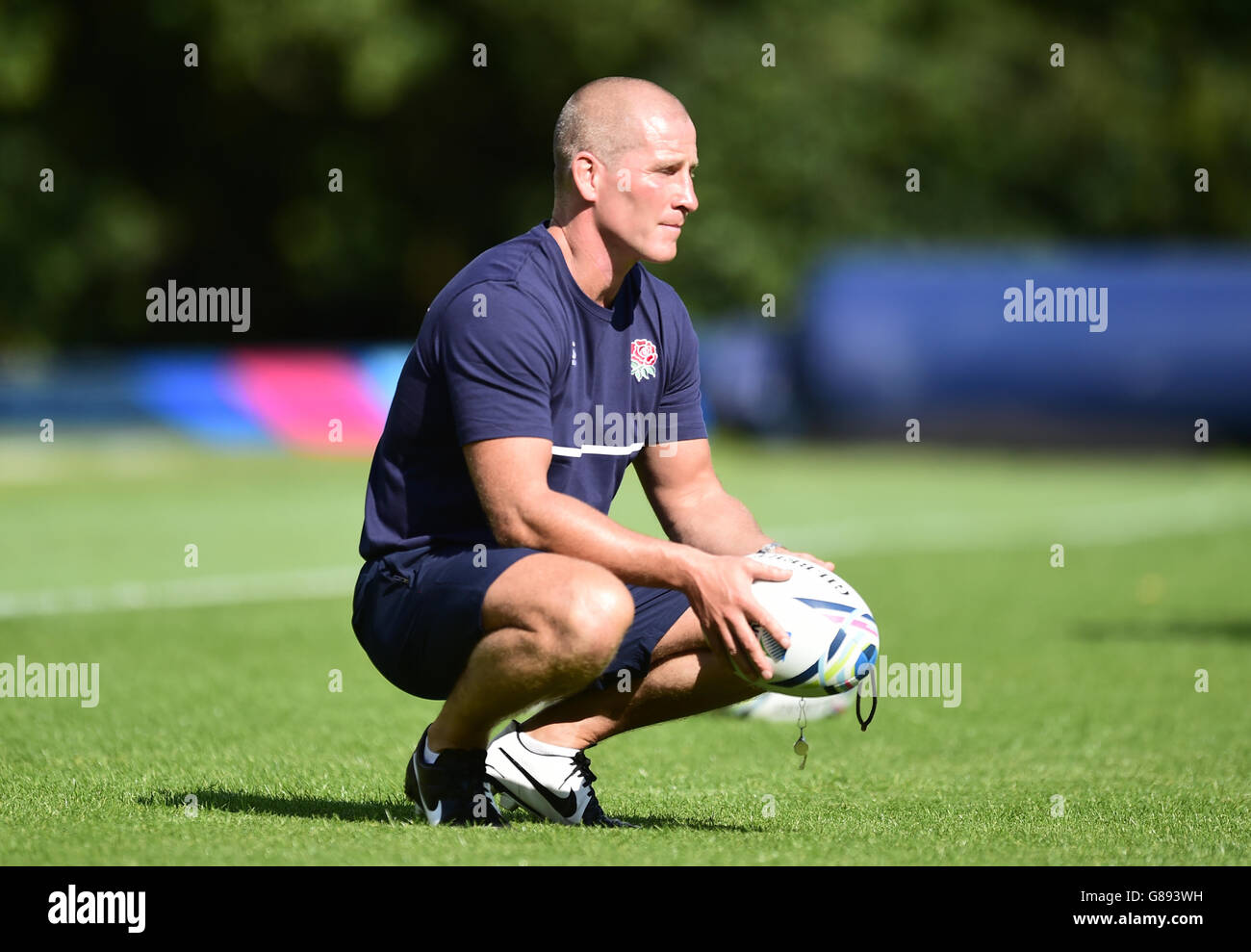 England head coach Stuart Lancaster during the training session at ...