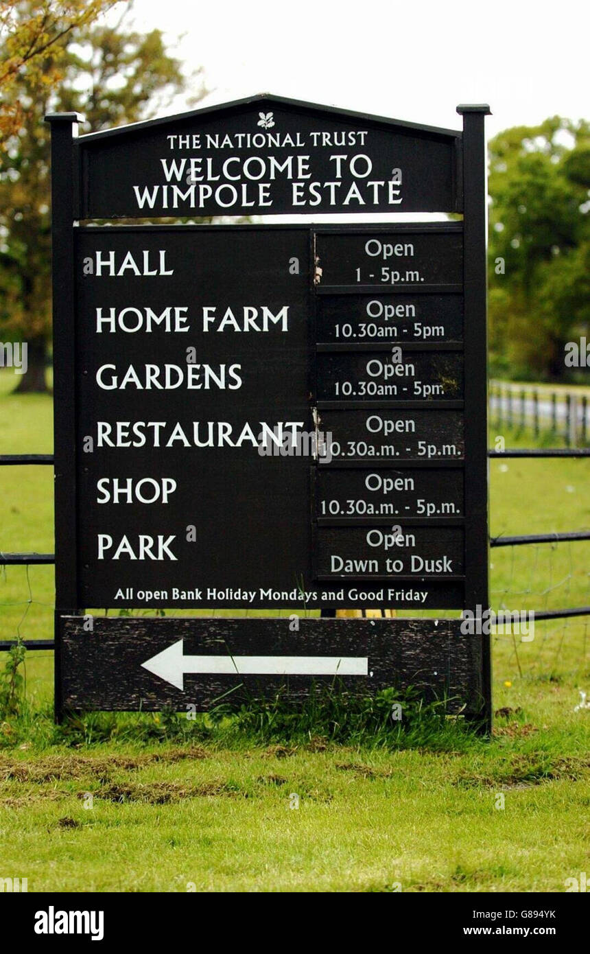 The Wimpole Estate welcome sign. The National Trust is refusing to ...