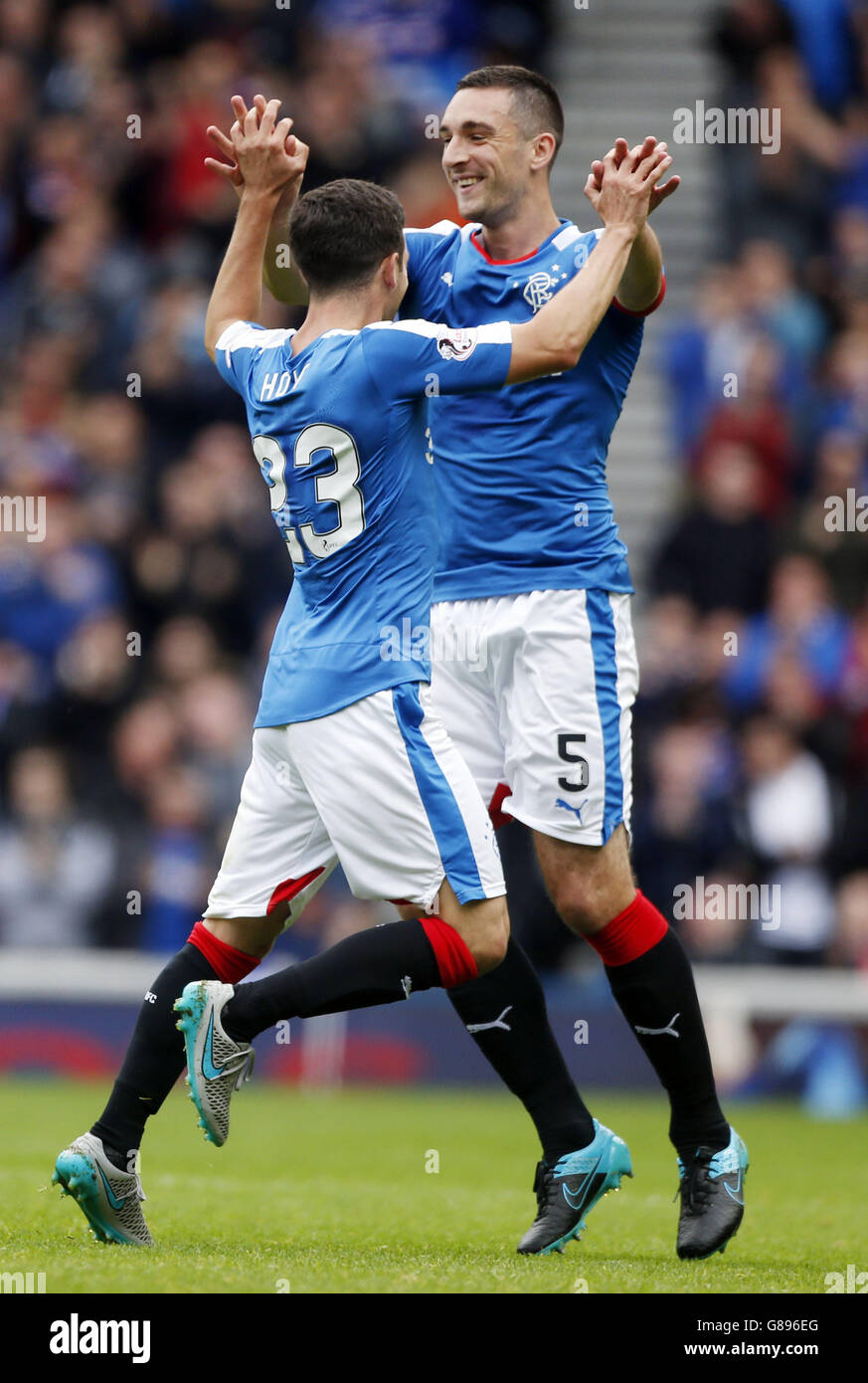 Rangers' Lee Wallace celebrates scoring his side's first goal of the ...