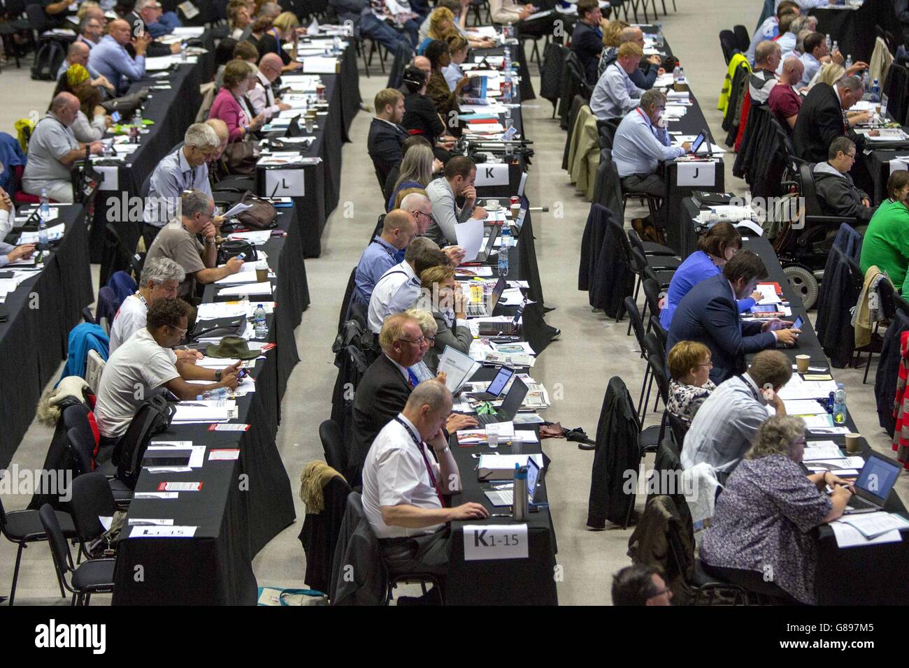 TUC Congress 2015. Delegates listen to speakers at the TUC Congress at ...