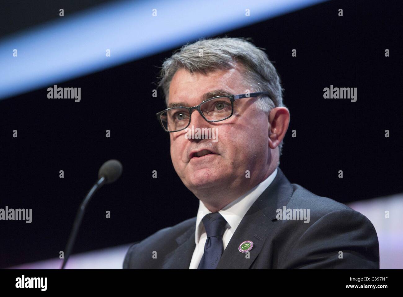 TUC Congress 2015. General Secretary of the RMT Mick Cash speaks at the ...