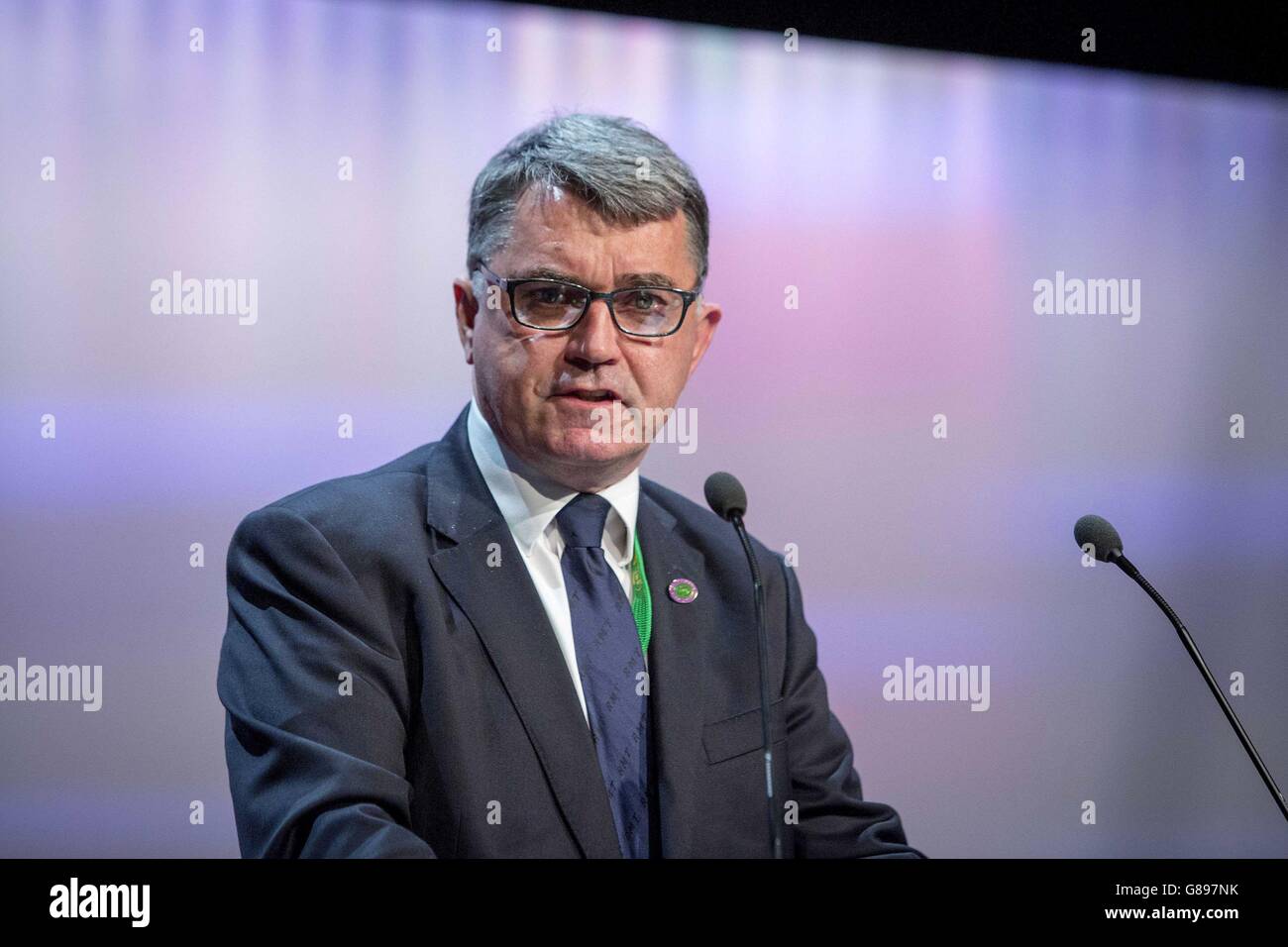 General Secretary of the RMT Mick Cash speaks at the TUC Congress at ...