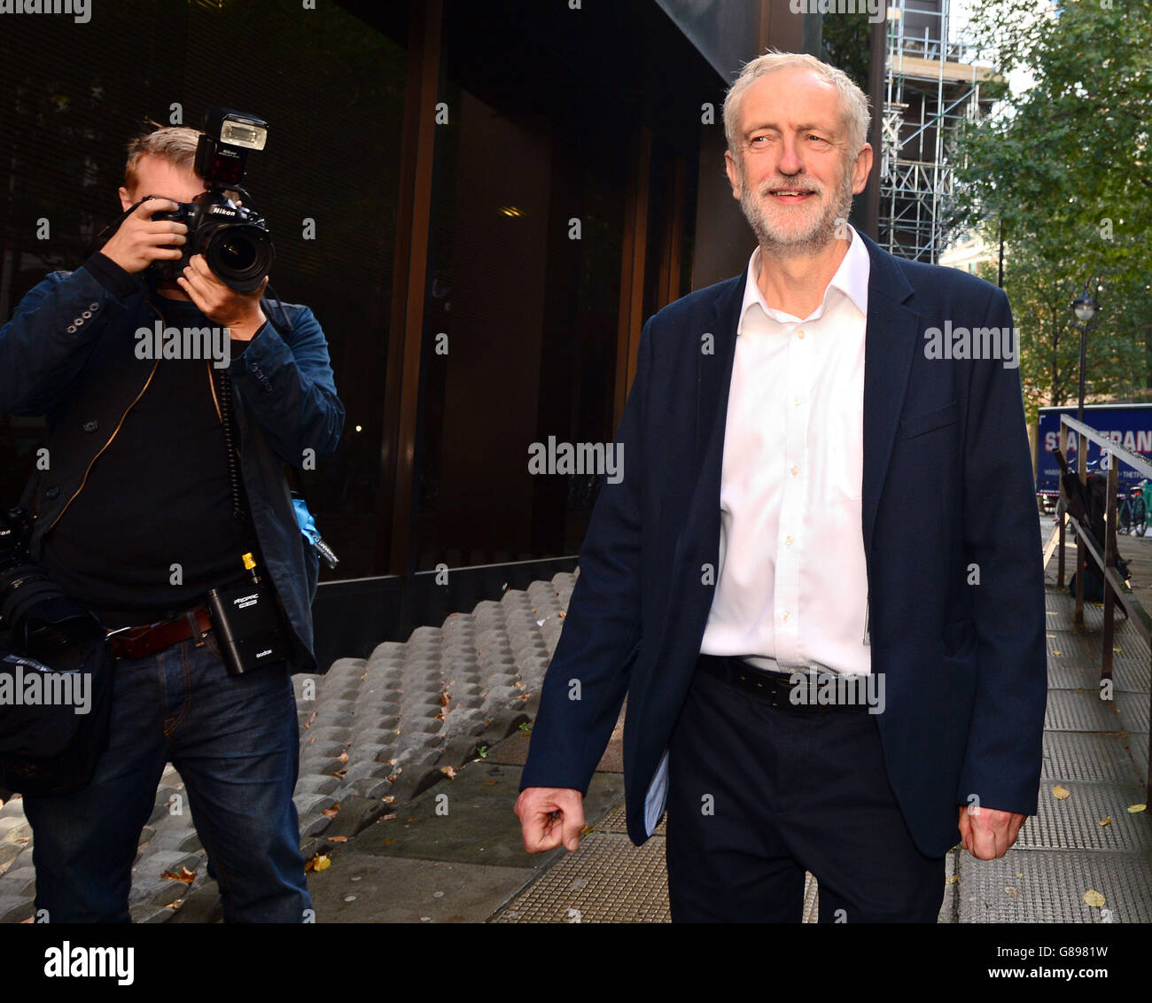 Labour party leader Jeremy Corbyn leaves Labour party HQ in London, as ...