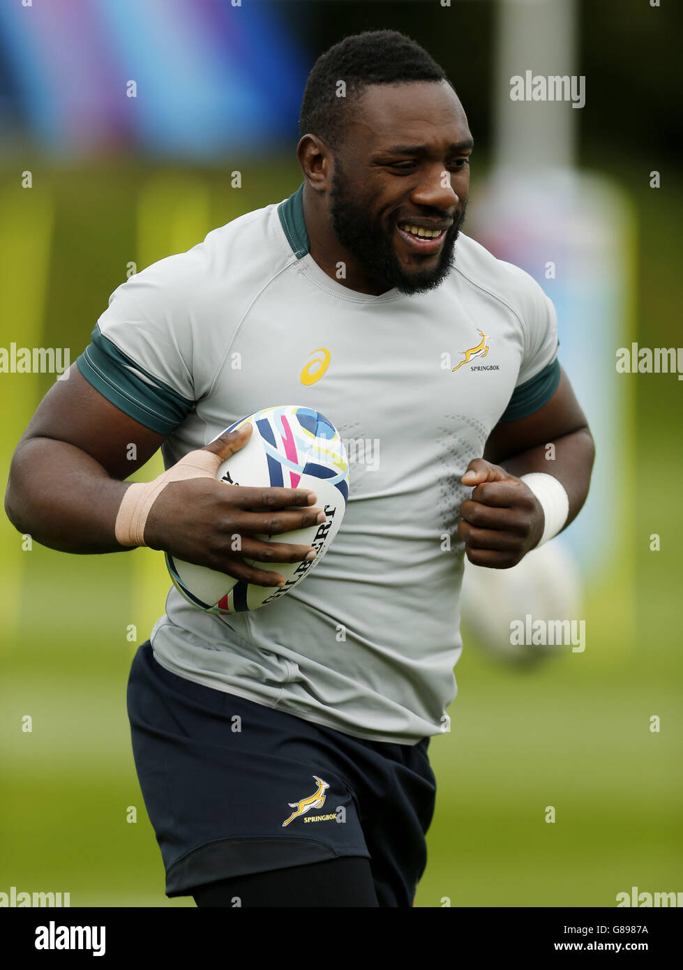 South Africa's Tendai Mtawarira during a training session at Eastbourne ...