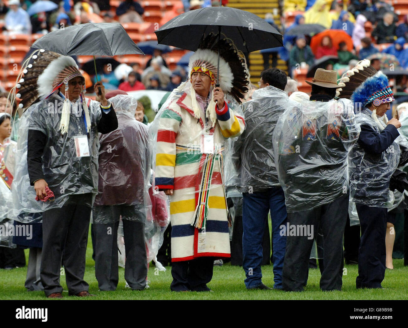 Canadian First Nation Indians waiting for the arrival of Britain's ...