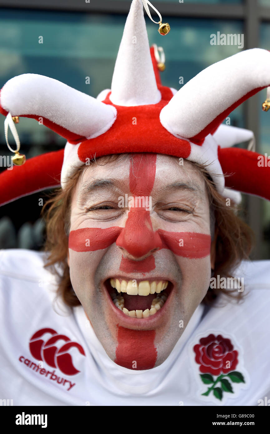 An England supporter shows his support ahead of the Rugby World Cup ...