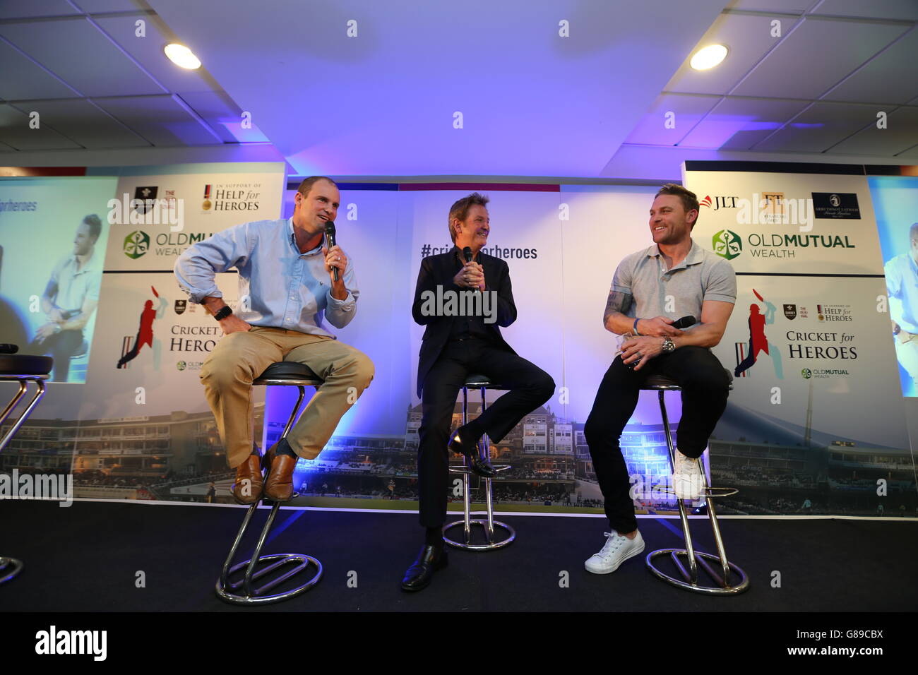 Mark nicholas brendon mccullum on stage cricket heroes auction hi-res ...