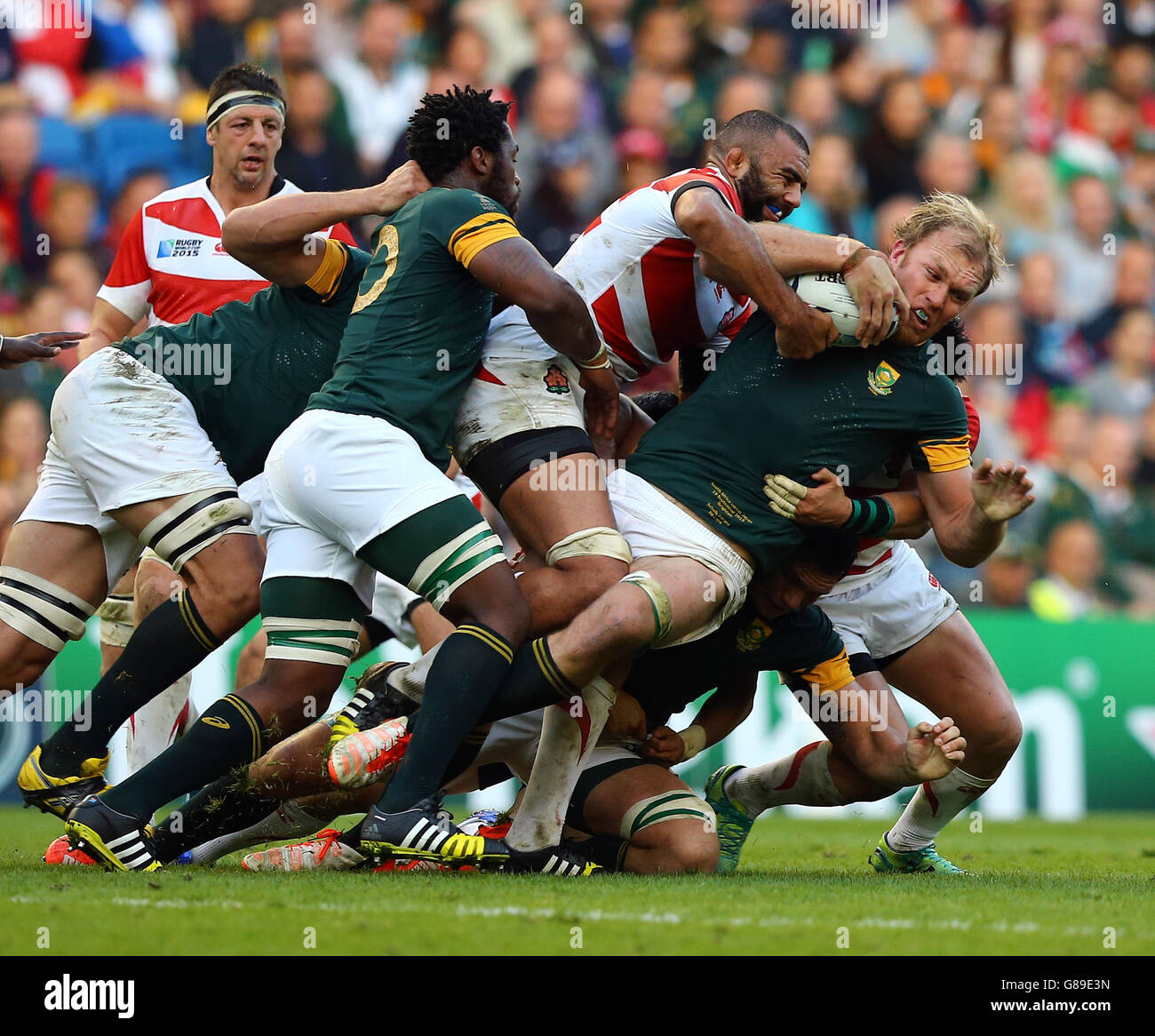 South Africa's Schalk Burger (right) during the Rugby World Cup match ...