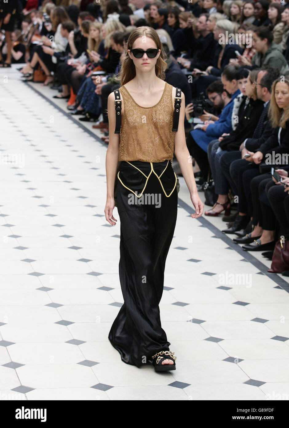 A model on the catwalk during the Burberry womenswear Spring/Summer ...