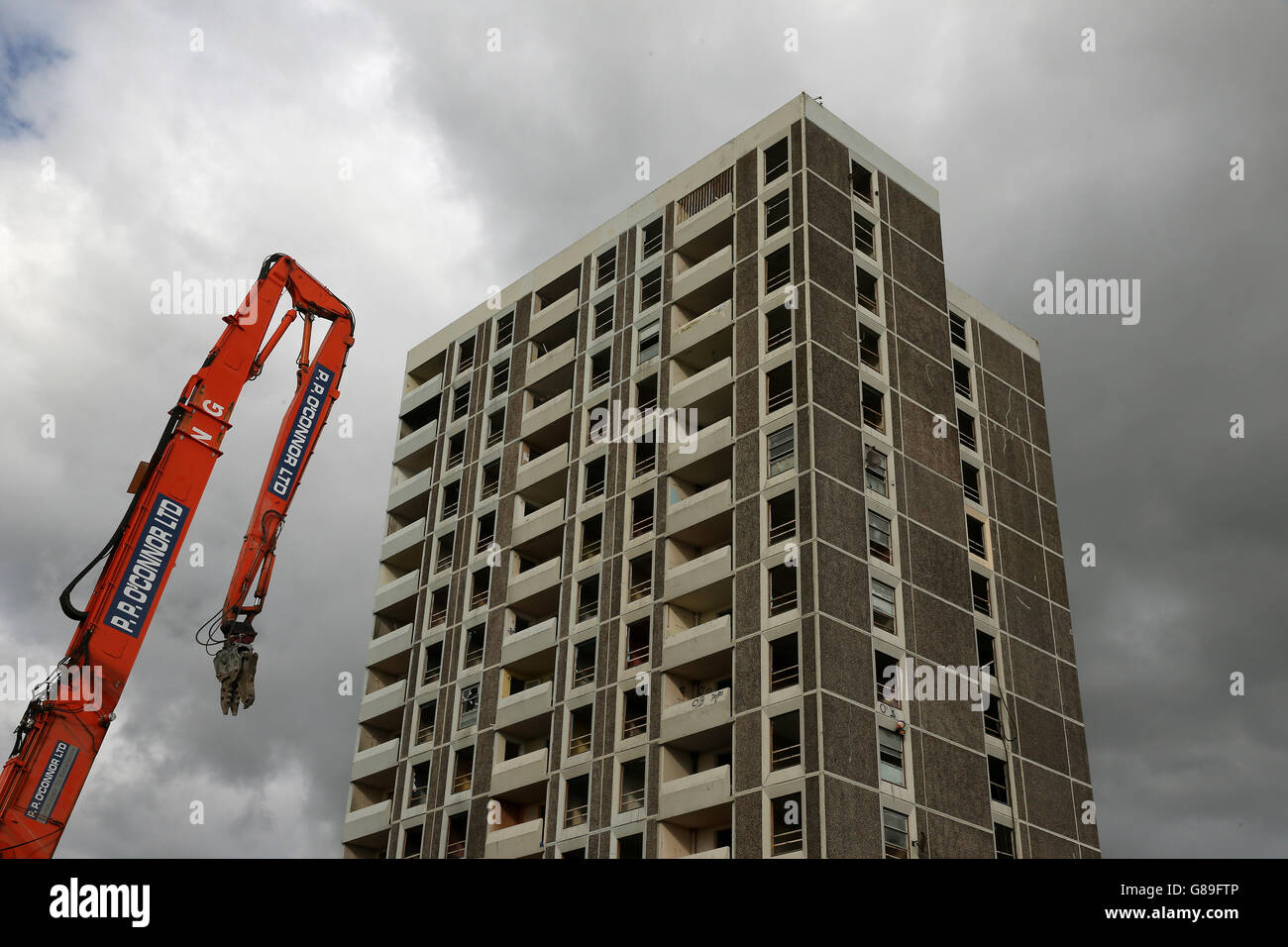 Ballymun tower demolition Stock Photo - Alamy