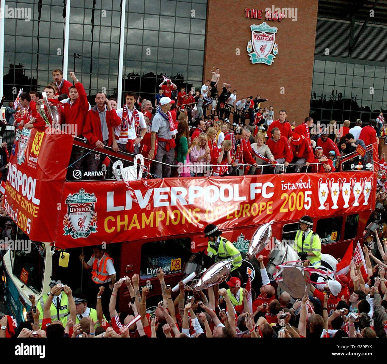 Winners celebrating open top hi-res stock photography and images - Alamy